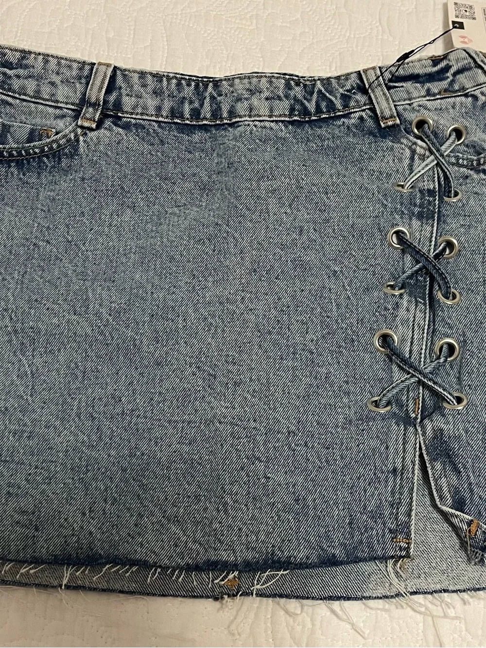 Zara | Skirts | Zara Light Blue Denim Mini Skirt With Side Laceup ...